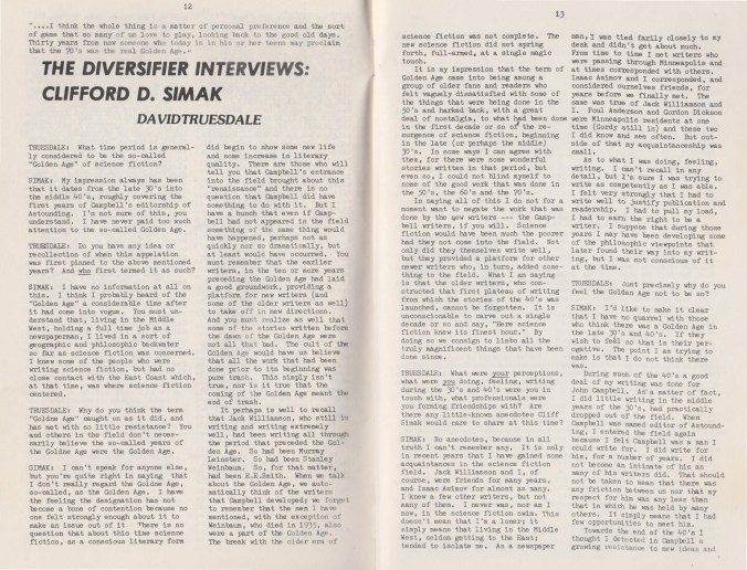 Exploration Log 4: Six Interviews with Clifford D. Simak (1904-1988 ...